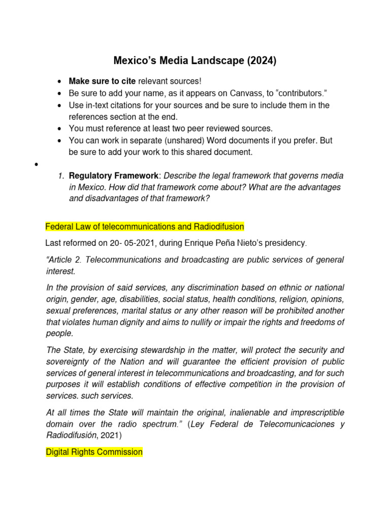Mexico's Media Regulations Overview | PDF | New Media | Social Media