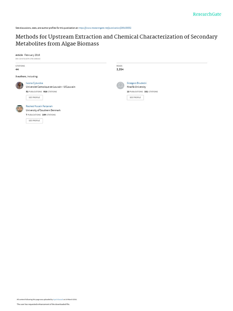 Methods For Upstream Extraction and Chemical Characterization of ...