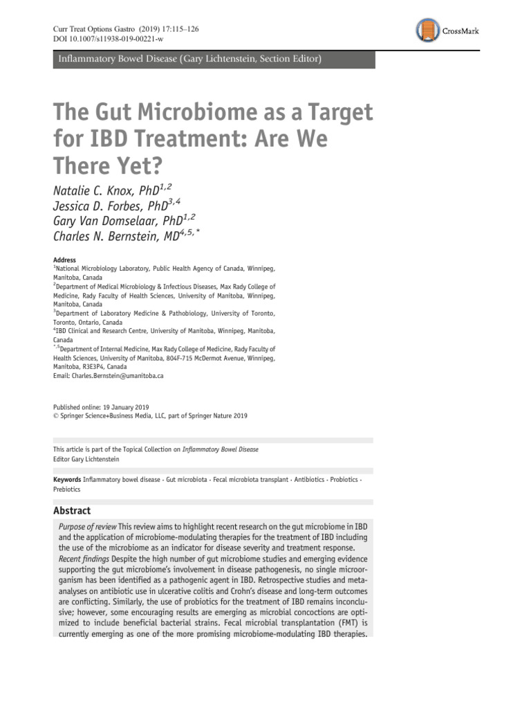 The Gut Microbiome As A Target For IBD Treatment - Are We There Yet | PDF | Inflammatory Bowel ...
