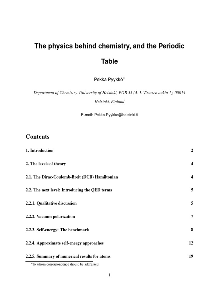 Physics of the Periodic Table | PDF | Quantum Electrodynamics | Physics