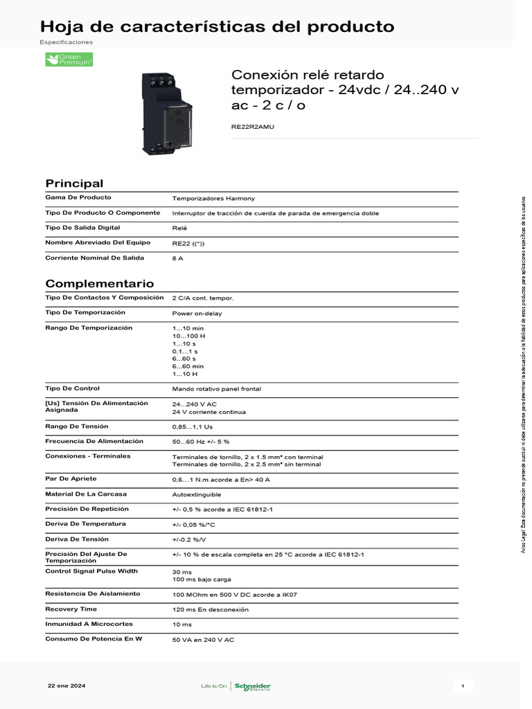 Schneider Electric - Relés-temporizadores-Harmony - RE22R2AMU ...
