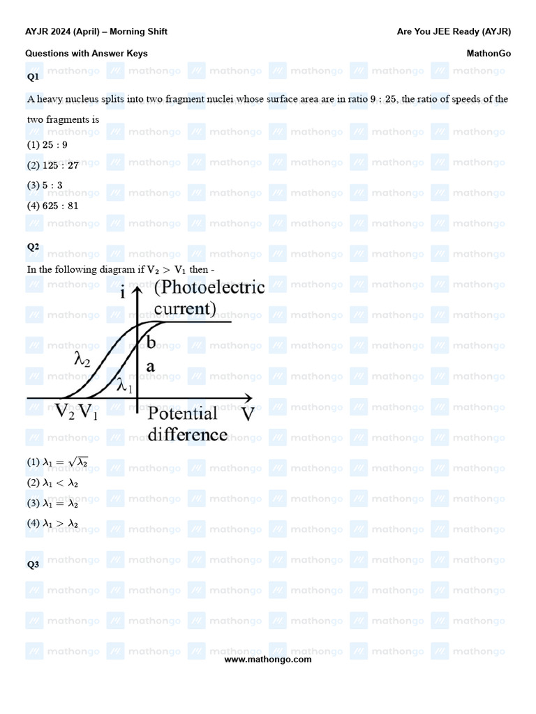 AYJR 2024 April Morning Shift Key | PDF | Gases | Transformer