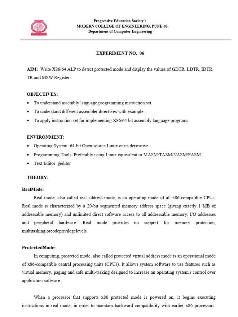 GDTR, LDTR, IDTR in X86/64 Assembly | PDF | Operating System Technology ...