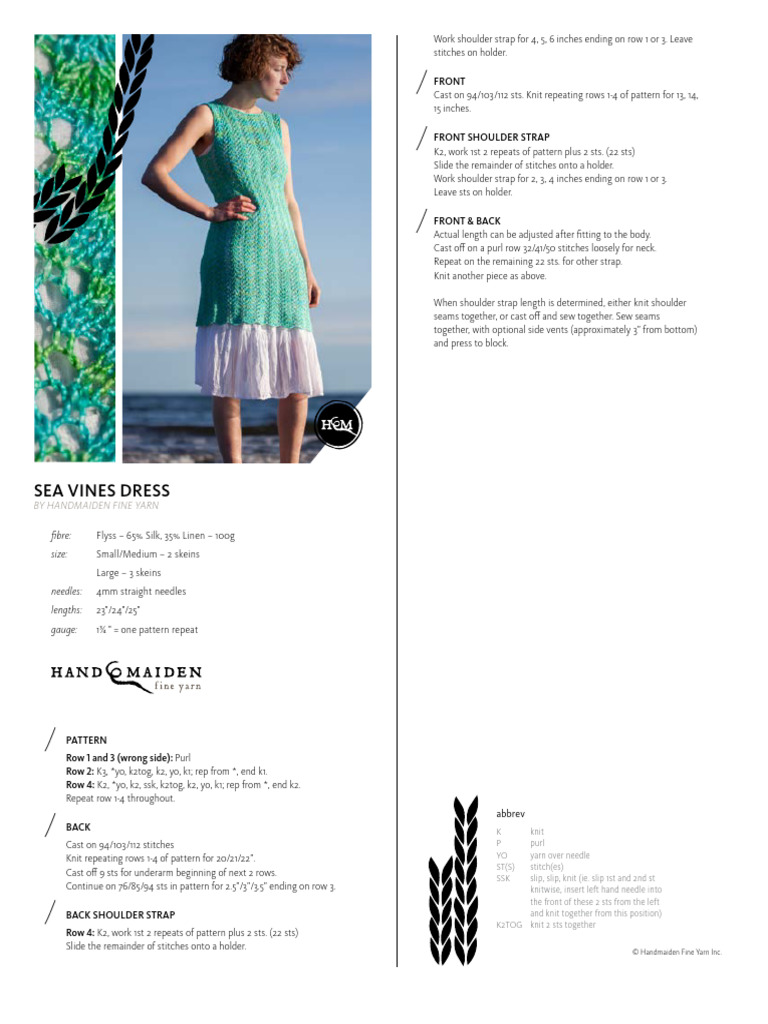 Sea Vines Dress Knitting Pattern | PDF | Knitting | Yarn