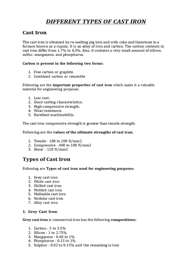 Types of Cast Iron | PDF | Cast Iron | Iron