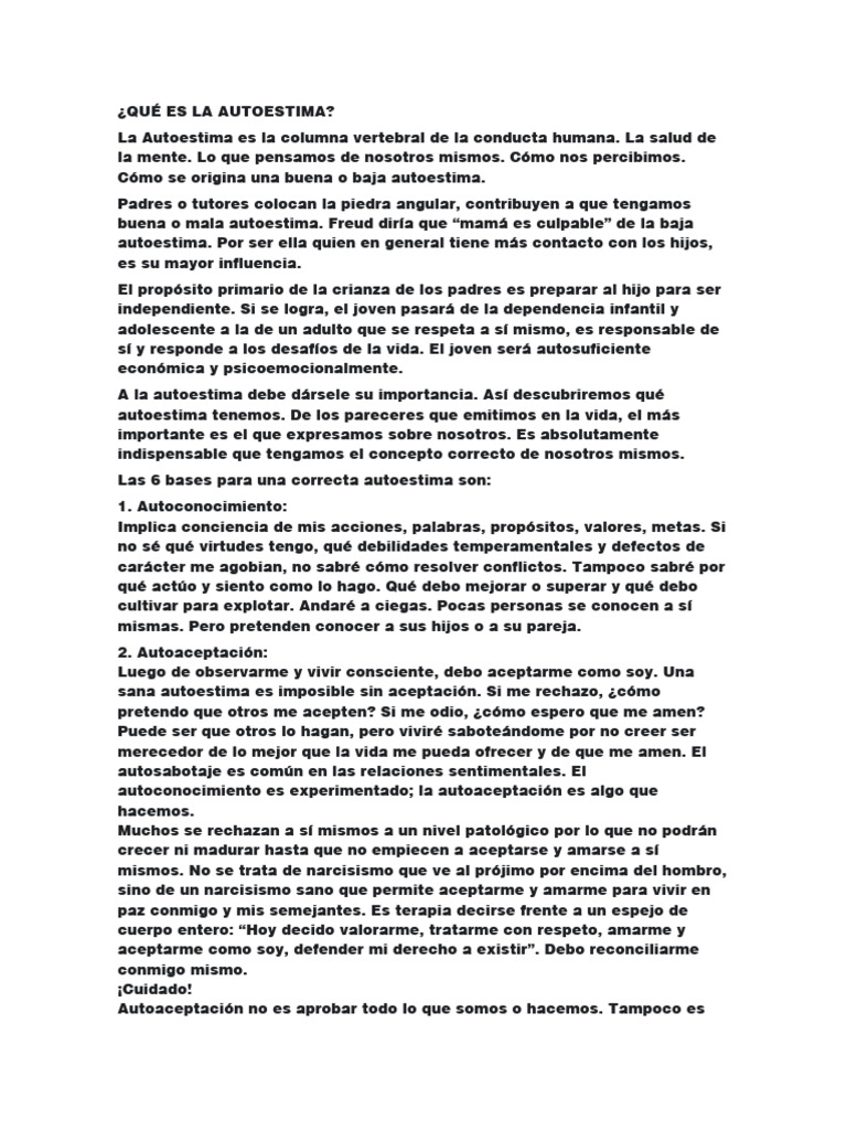 autoestima fases | PDF | Autoestima | Ciencias del comportamiento