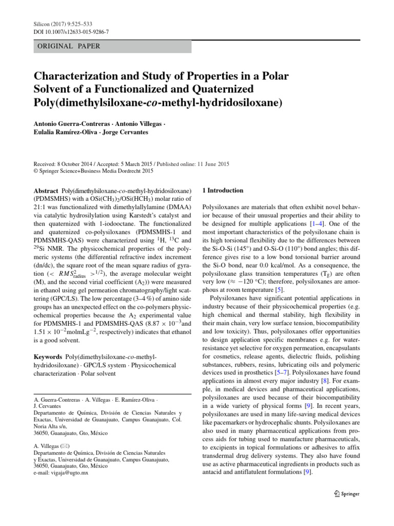 Characterization and Study of Properties in A Polar Solvent of A ...