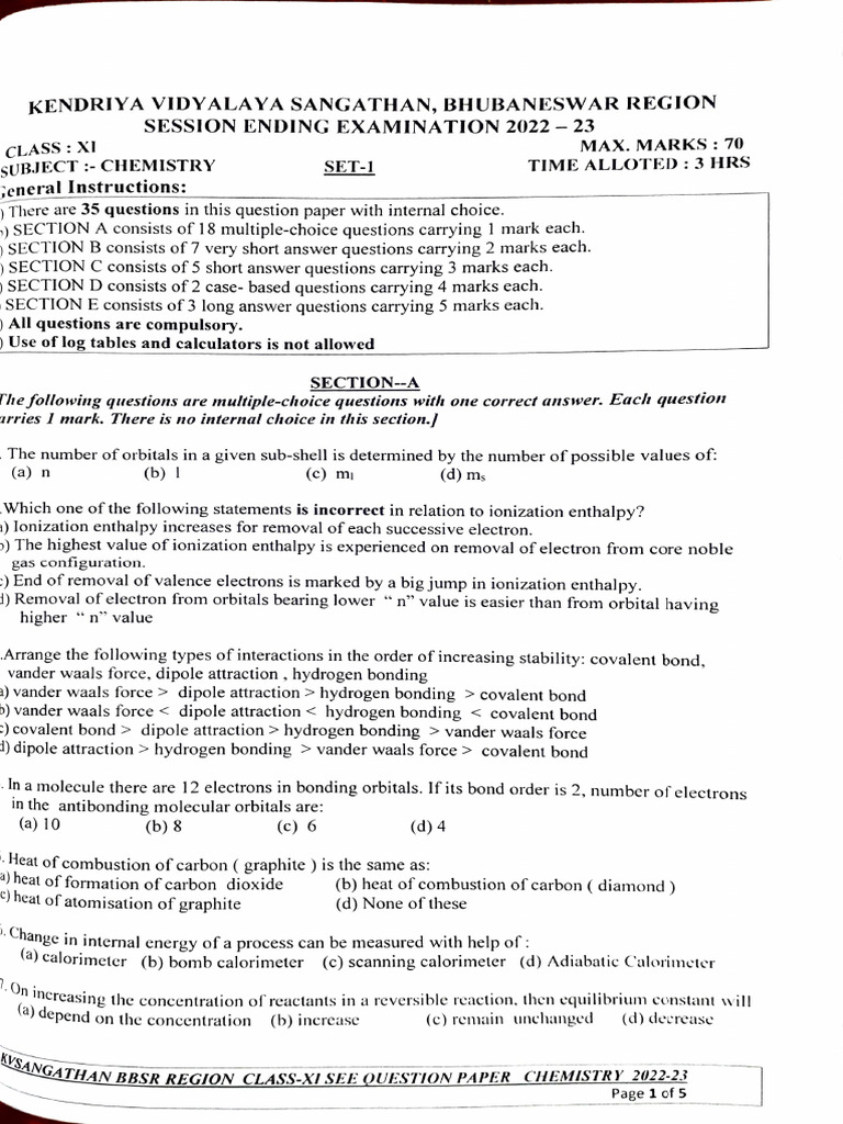 Class 11 Annual Exam Sample Paper | PDF