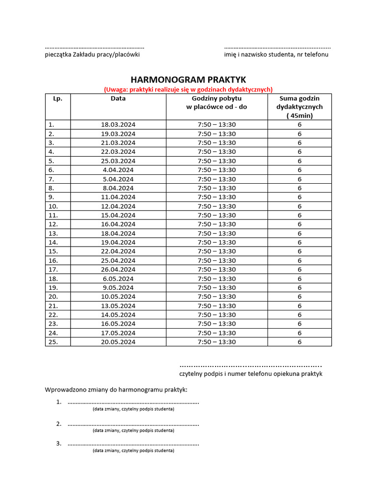 Harmonogram | PDF