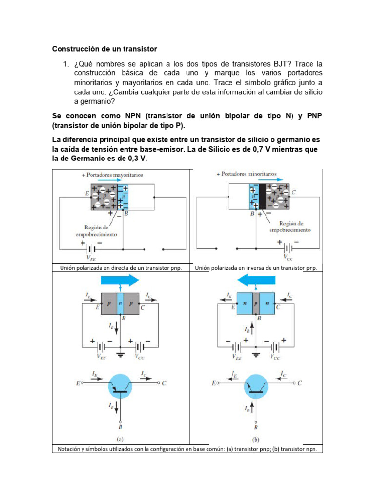 Construcción y Operación de Transistores BJT | PDF | Transistor de unión bipolar | Transistor