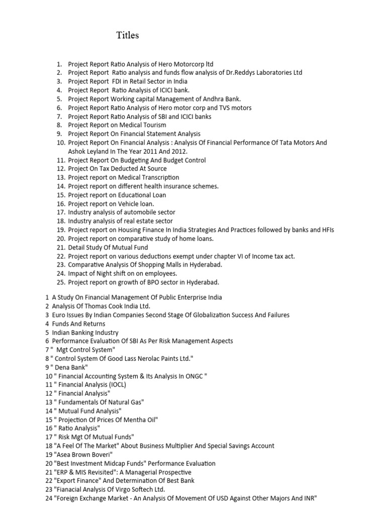 Titles For Project Work | PDF | Stocks | Investing