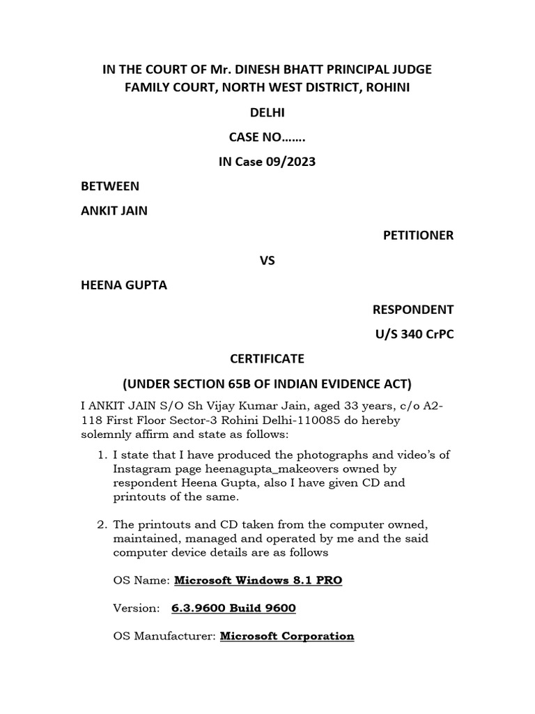 Section 65B Certificate | PDF | Affidavit | Software