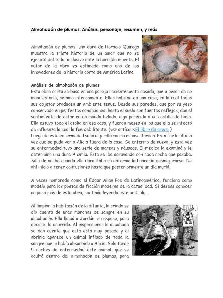 Analisis El Almohadón de Plumas | PDF | Cuentos | Amor