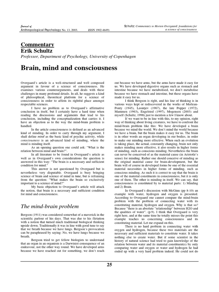 Erik Schultz | PDF | Mind | Consciousness