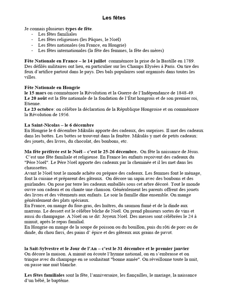 Types de fêtes en Hongrie et en France | PDF | Noël | Mariage