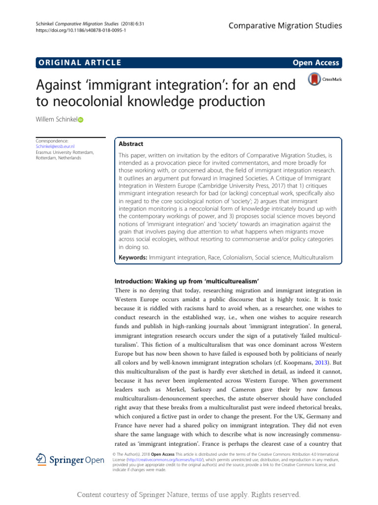 Against Immigrant Integration': For An End To Neocolonial Knowledge Production | Download Free ...