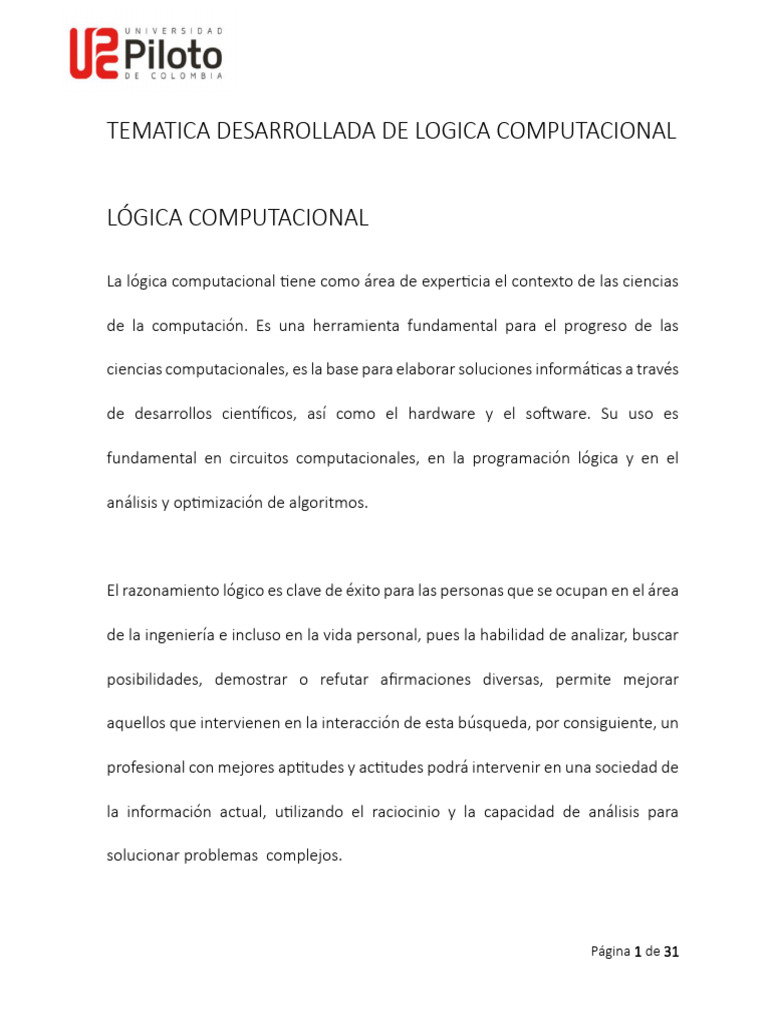 Lógica Computacional | PDF | Proposición | Lógica matemática