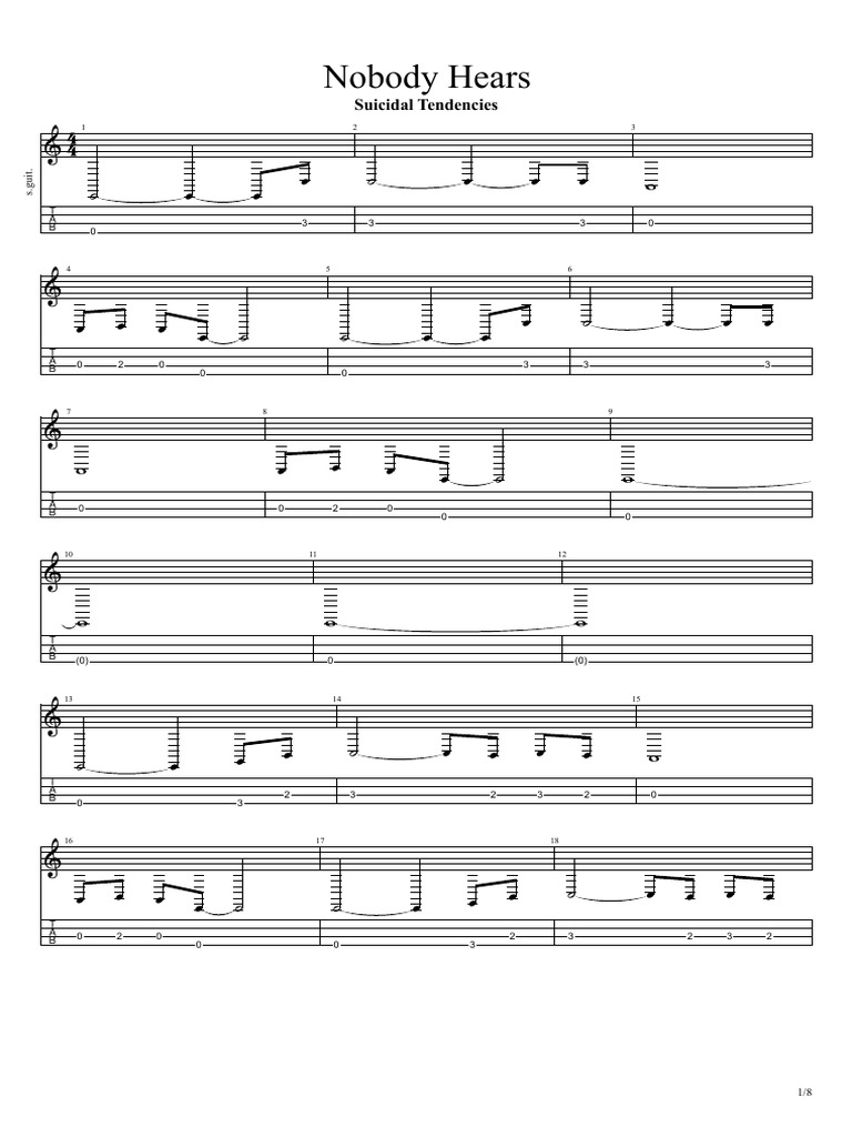 Guitar Tabs for "Nobody Hears" | PDF