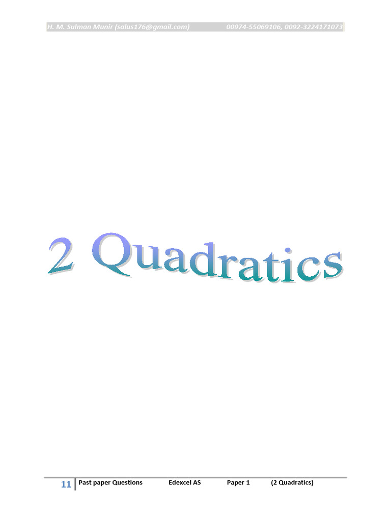 2 Quadratics | PDF | Educational Institutions | Educational Organizations