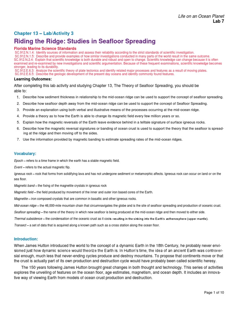 Seafloor Spreading and Magnetic Evidence | PDF | Plate Tectonics | Seabed