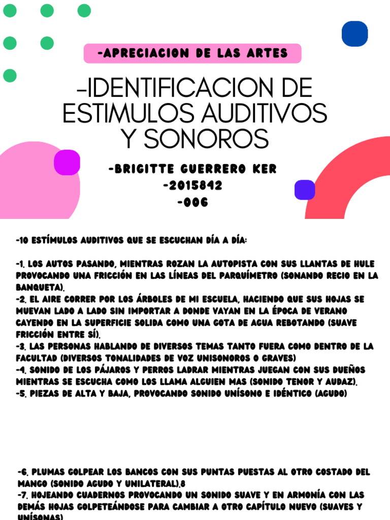 Artes Identificacion de Los Sonidos y Estimulos Auditivos. | PDF