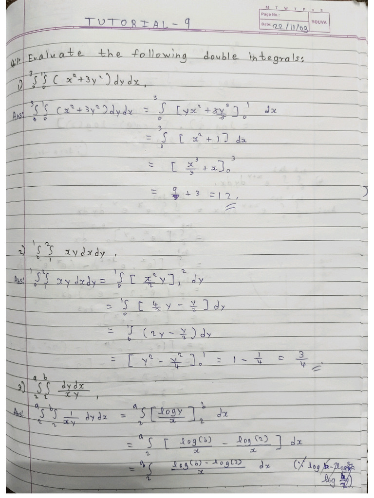Maths - Tutorial 9 | PDF