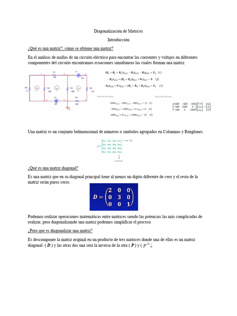 Diagonalización de Matrices Explicada | PDF | Matriz (Matemáticas ...