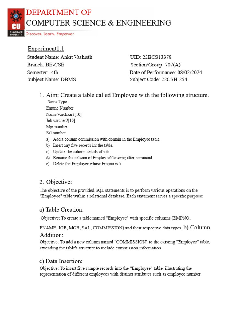 ankit_dbms | PDF | Databases | Table (Database)