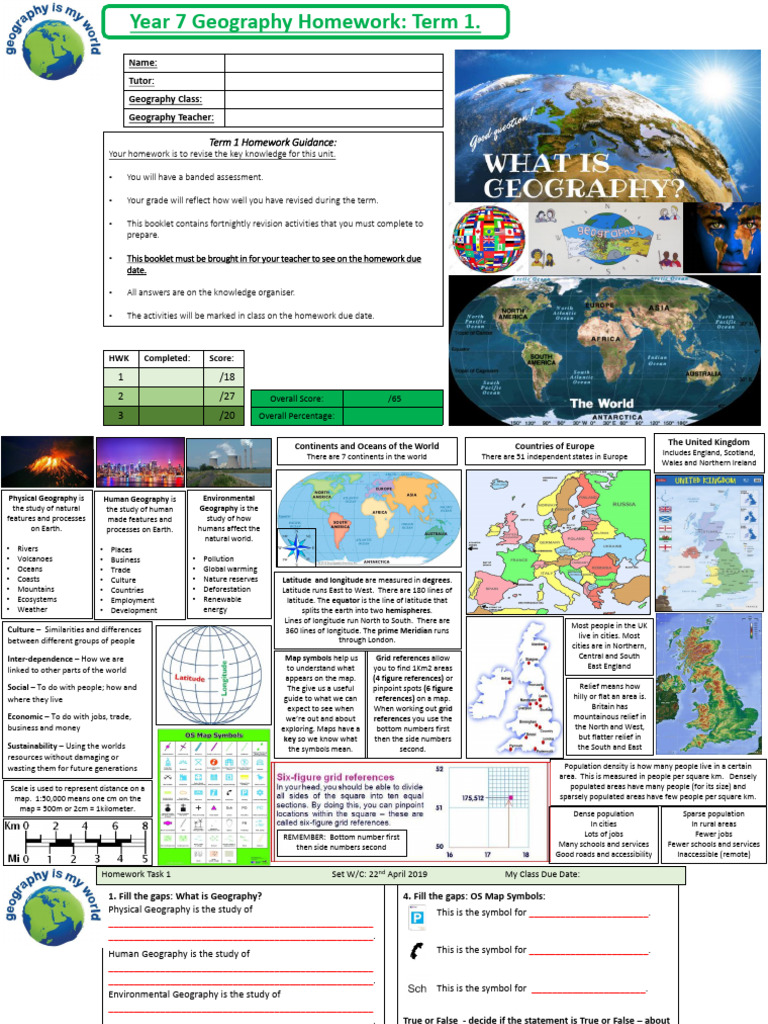 Y7 1geography Homework Booklet - What Do I Need To Know To Be A ...