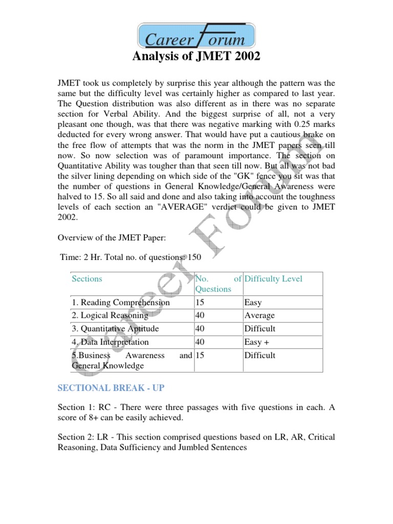 Analysis of JMET 2002 | PDF | Reason | Learning