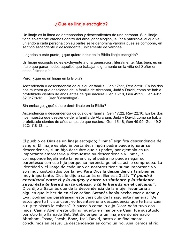 ¿Que Es Linaje Escogido | PDF | Abrahán | Satán