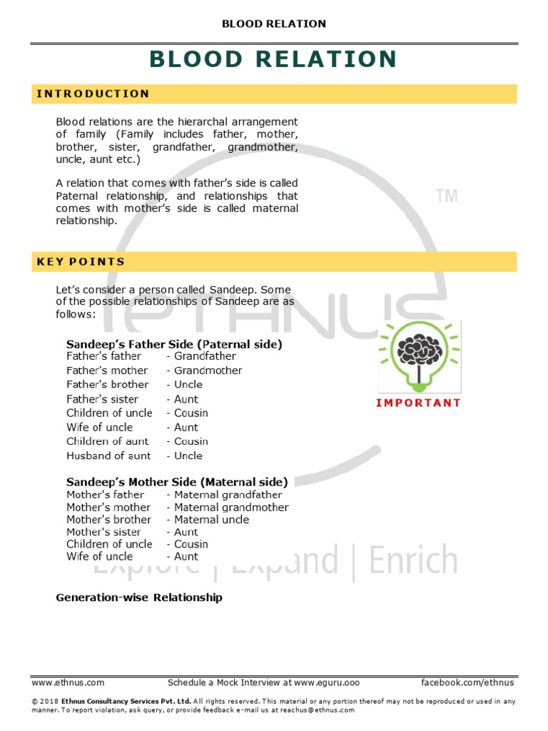 Blood Relation | PDF | Life Skills | Family