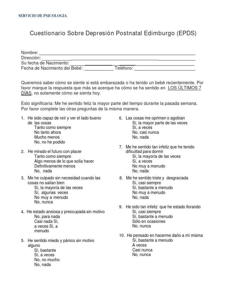 EPDS DEPRESION POSTNATAL EDIMBURGO | PDF