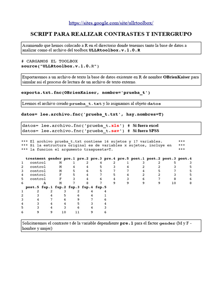 script el contraste t inter e intra | PDF | Informática | Datos de ...