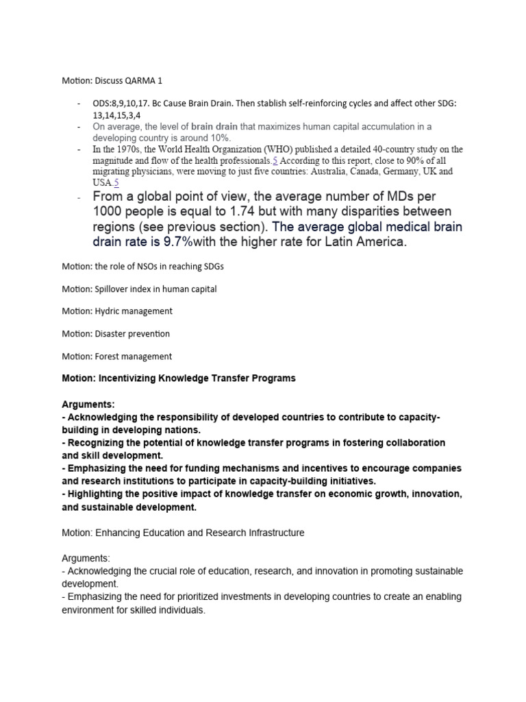 Motions | PDF | Human Capital Flight | Innovation