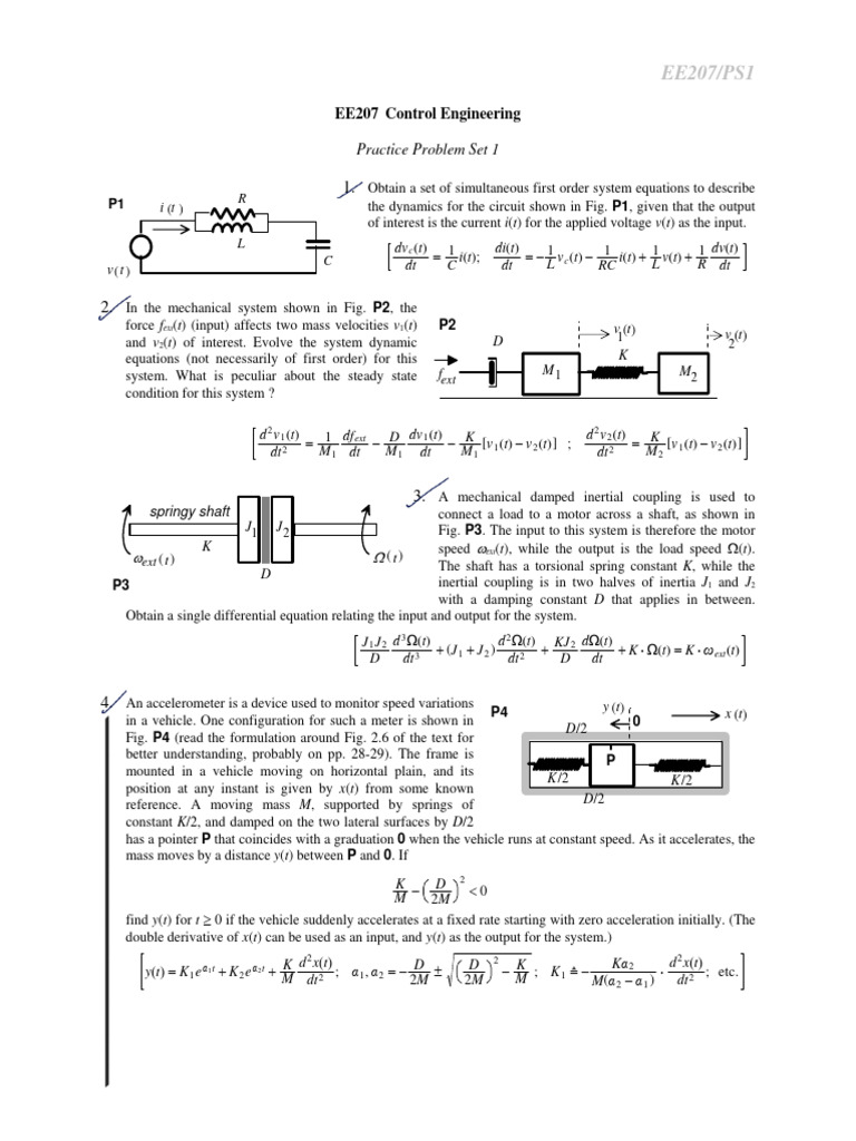 Control Engineering Problem Set | PDF | Accelerometer | Electrical Engineering