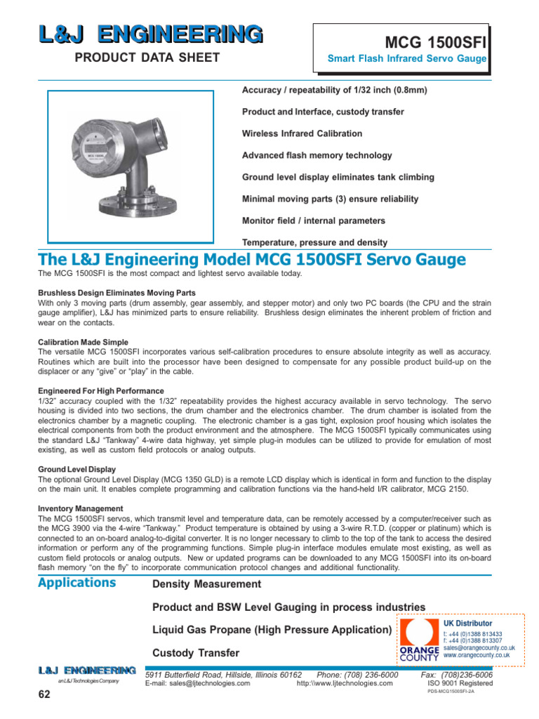 L&J - MCG 1500sfi 2a | PDF | Servomechanism | Calibration