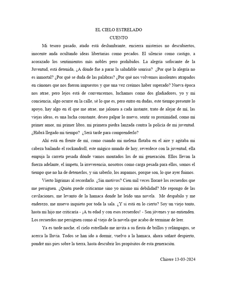 Cuento El Cielo Estrellado | PDF