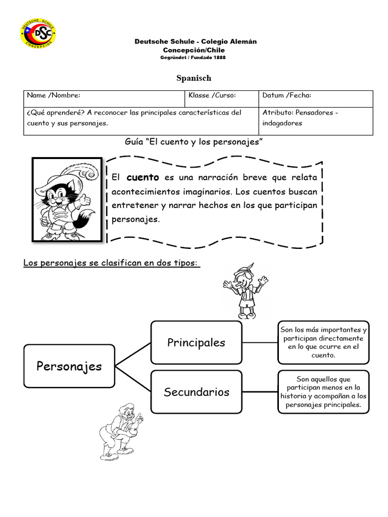 Guía El Cuento y Sus Personajes | PDF