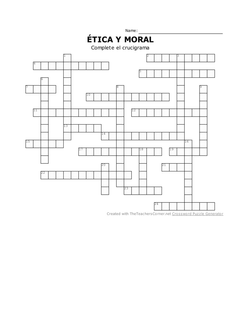 Crusigrama ÉTICA Y MORAL | PDF | Moralidad | Virtud