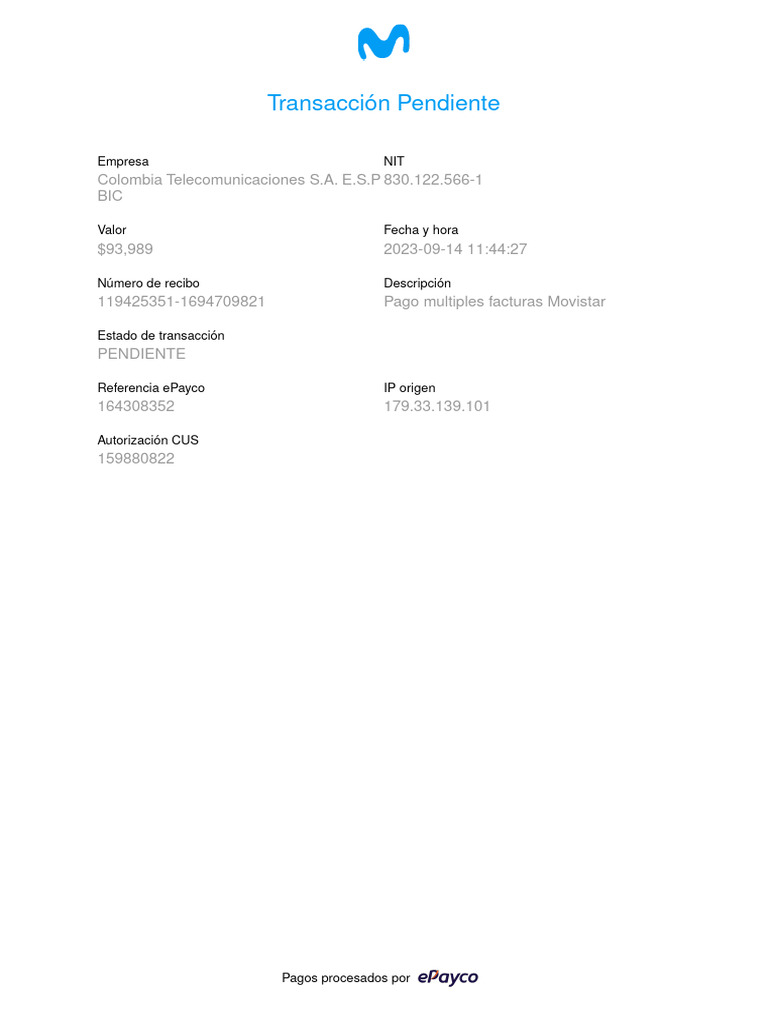 Comprobante - Pago - Movistar Infinity Sept 14 2023 | PDF | Finanzas y ...