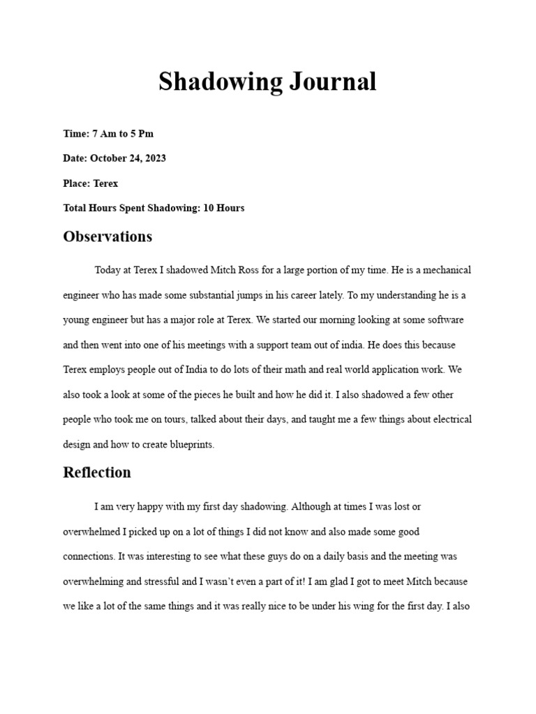 shadowing journal | PDF | Engineering