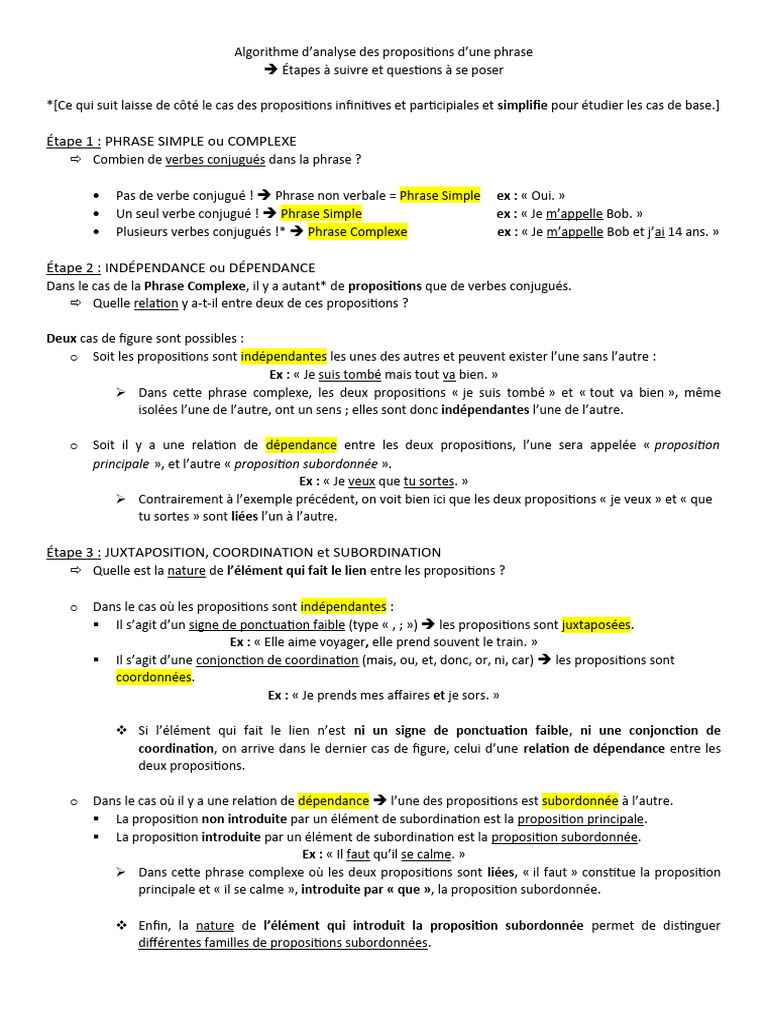 Types de propositions en français | PDF | Clause | Phrase