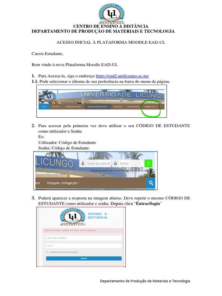 Guia de Acesso Ao Moodle 2024 | PDF | Moodle | Senha