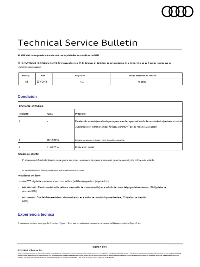 DTC U111000 y U006500 en Audi MMI | PDF | Documento | Propiedad intelectual