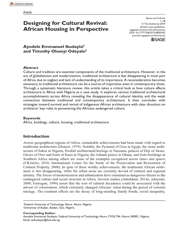 Designing For Cultural Revival African Housing in Perspective | PDF ...