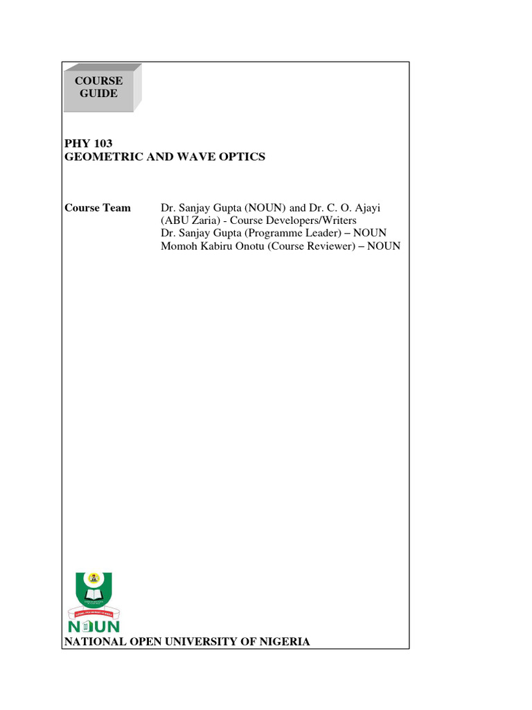 Phy 103 | PDF | Optics | Reflection (Physics)