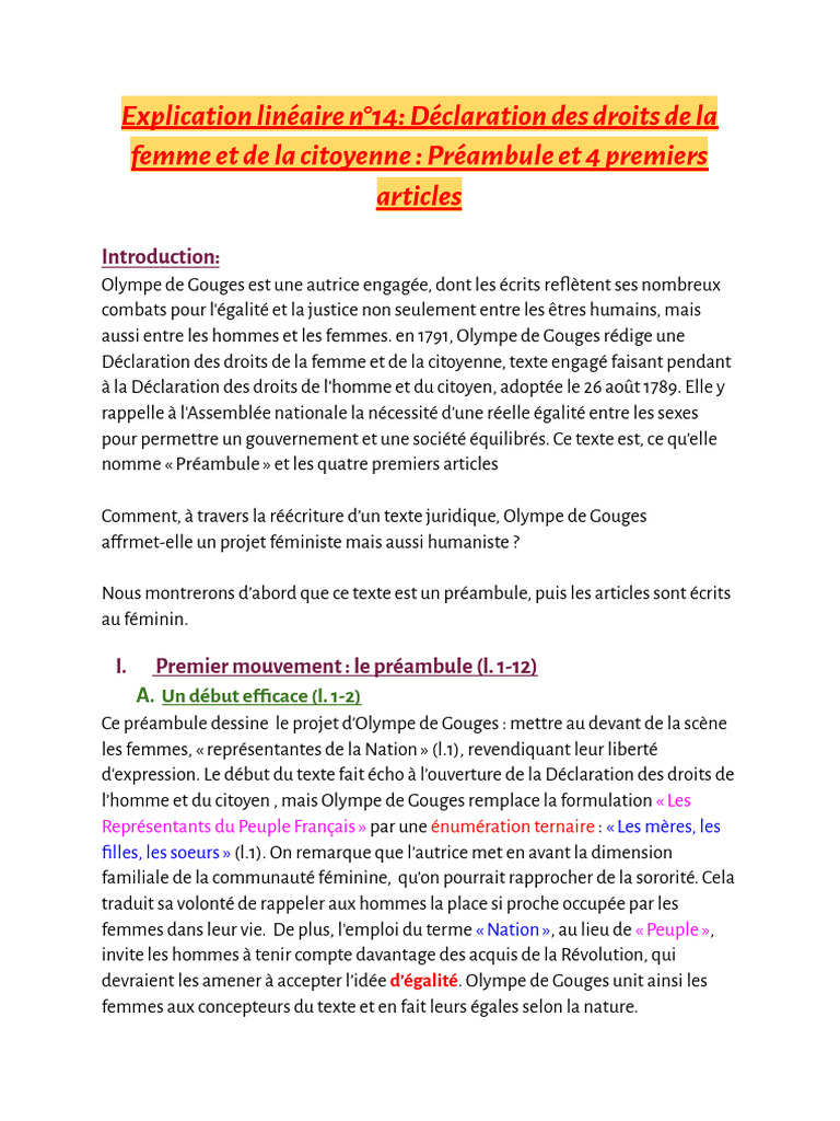 Explication Linéaire N°14 DDFC | PDF | Droits fondamentaux | Justice