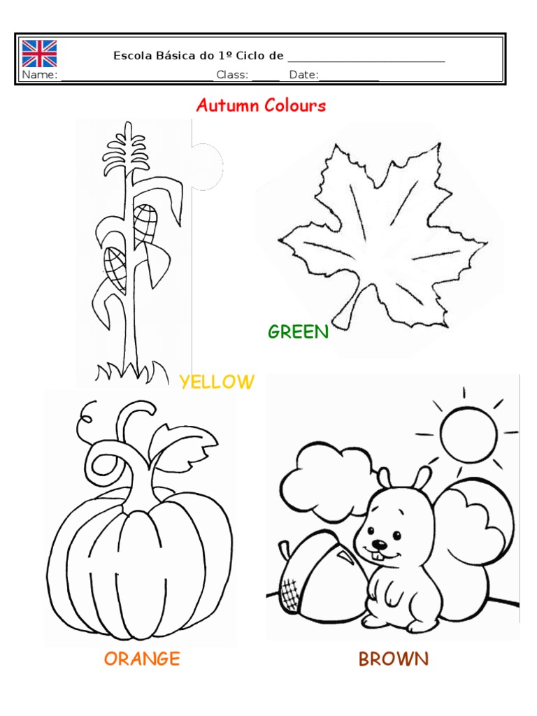 Autumn Colours Worksheet for Kids | PDF