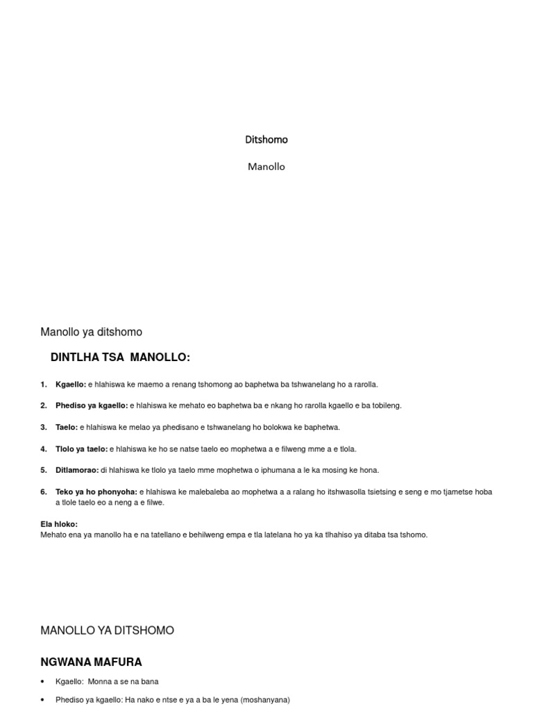 Ditshomo Manollo | PDF